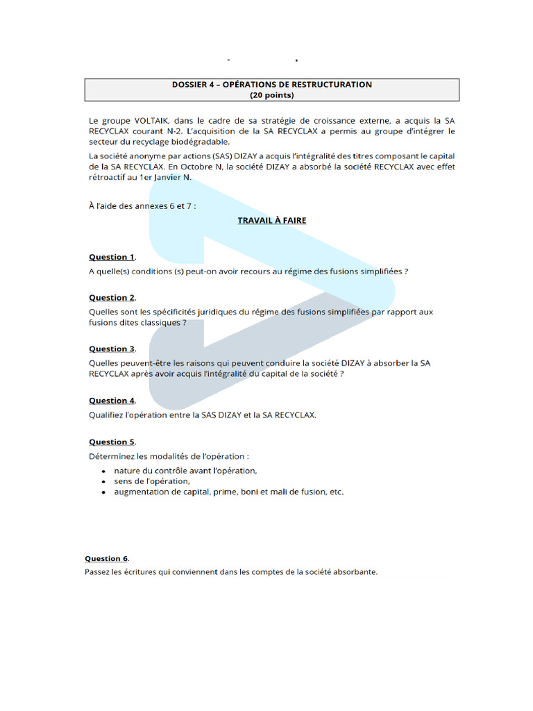EXERCICE FUSION SIMPLIFIE Ok | PDF