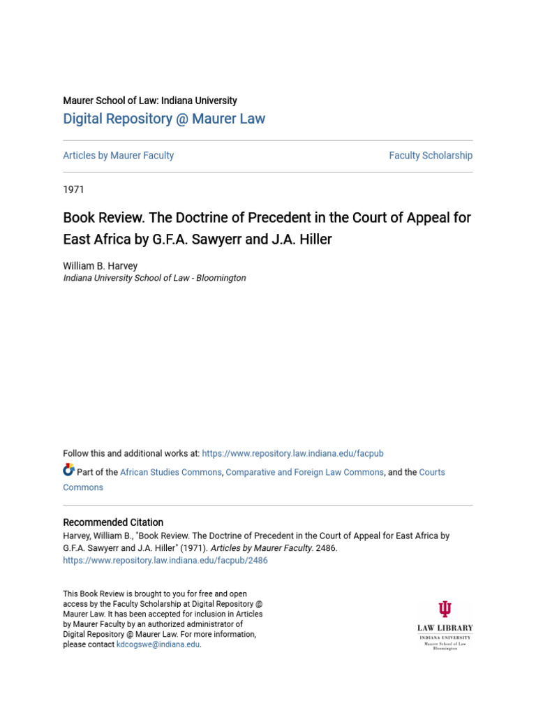 Book Review. The Doctrine of Precedent in The Court of Appeal For | PDF ...