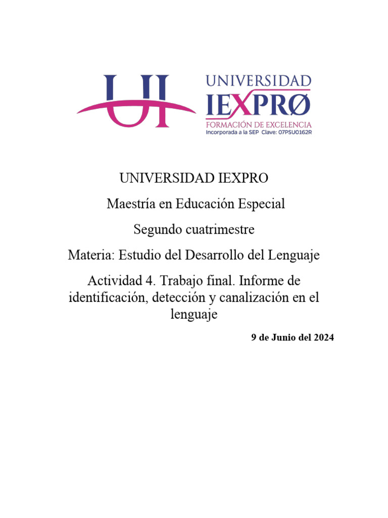 Informe de Identificación, Detección y Canalización en El Lenguaje ... Informe de Identificación, Detección y Canalización en El Lenguaje ...
