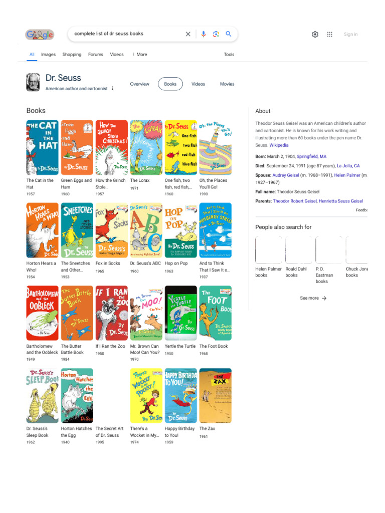 Pics Complete List of DR Seuss Books | PDF | Dr. Seuss | Children's Books
