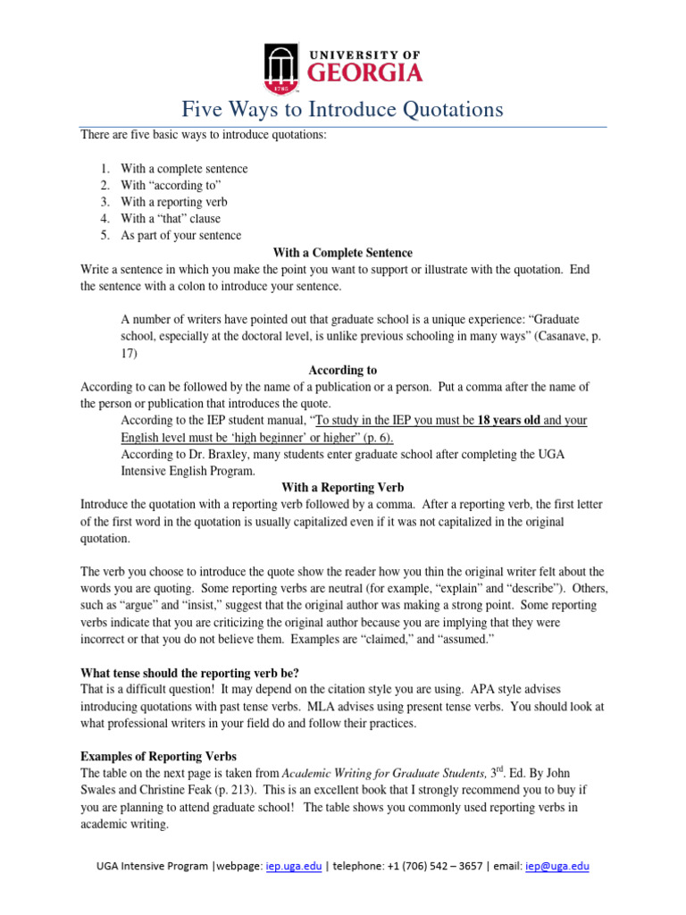 Five-Ways-to-Introduce-Quotations | PDF | Sentence (Linguistics) | Comma