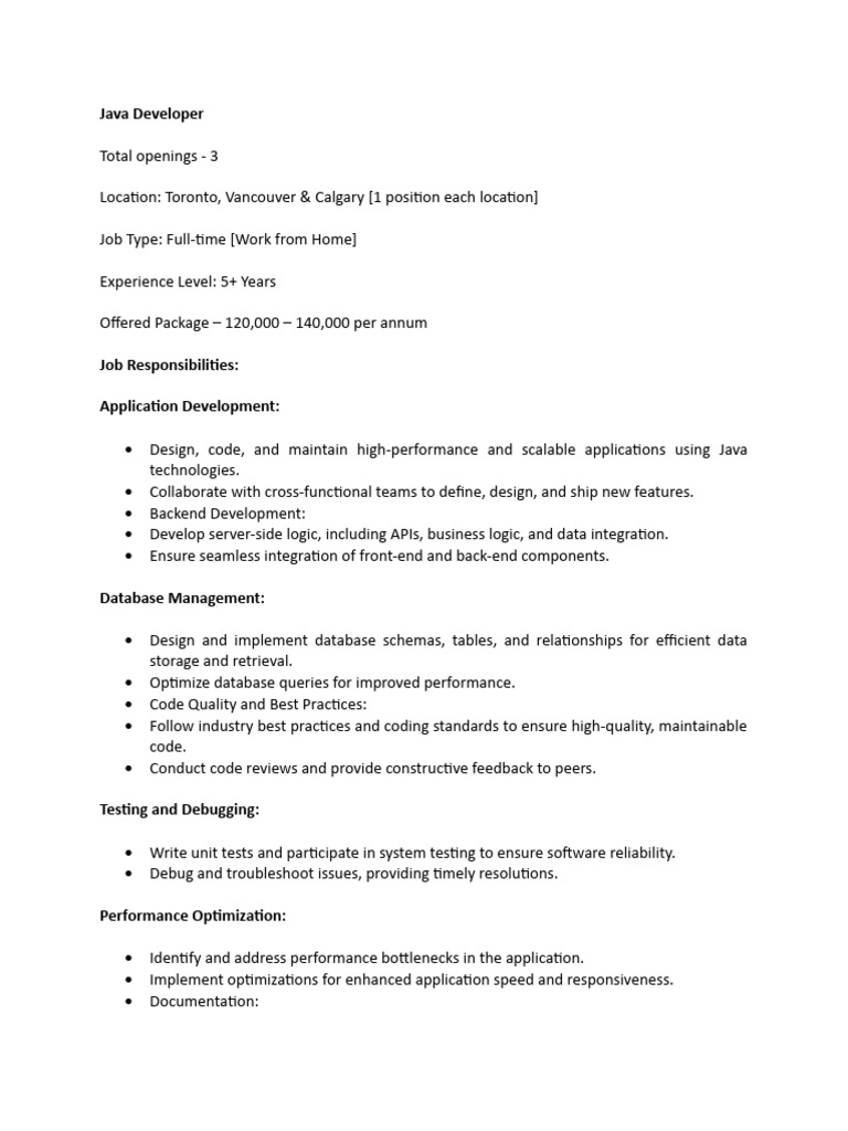 Java Developer | PDF | Databases | Java (Programming Language)