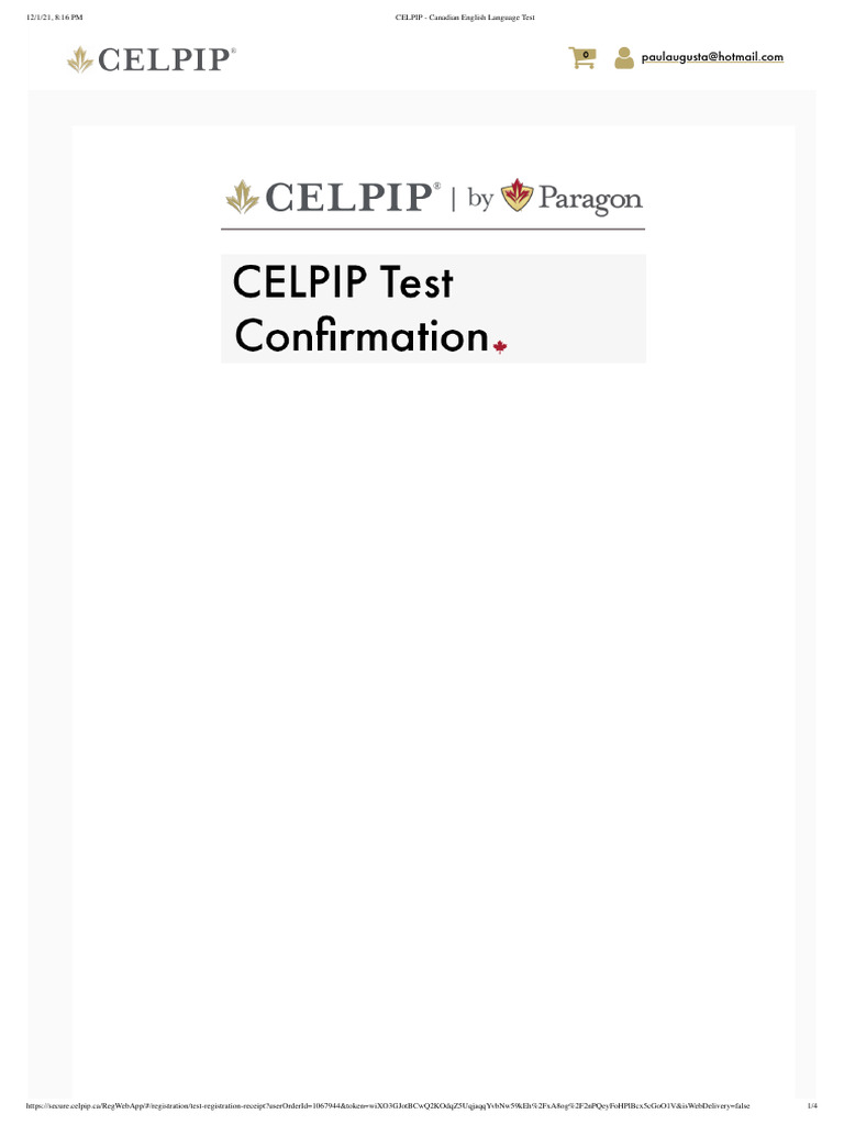 CELPIP - Canadian English Language Test | PDF | Identity Document
