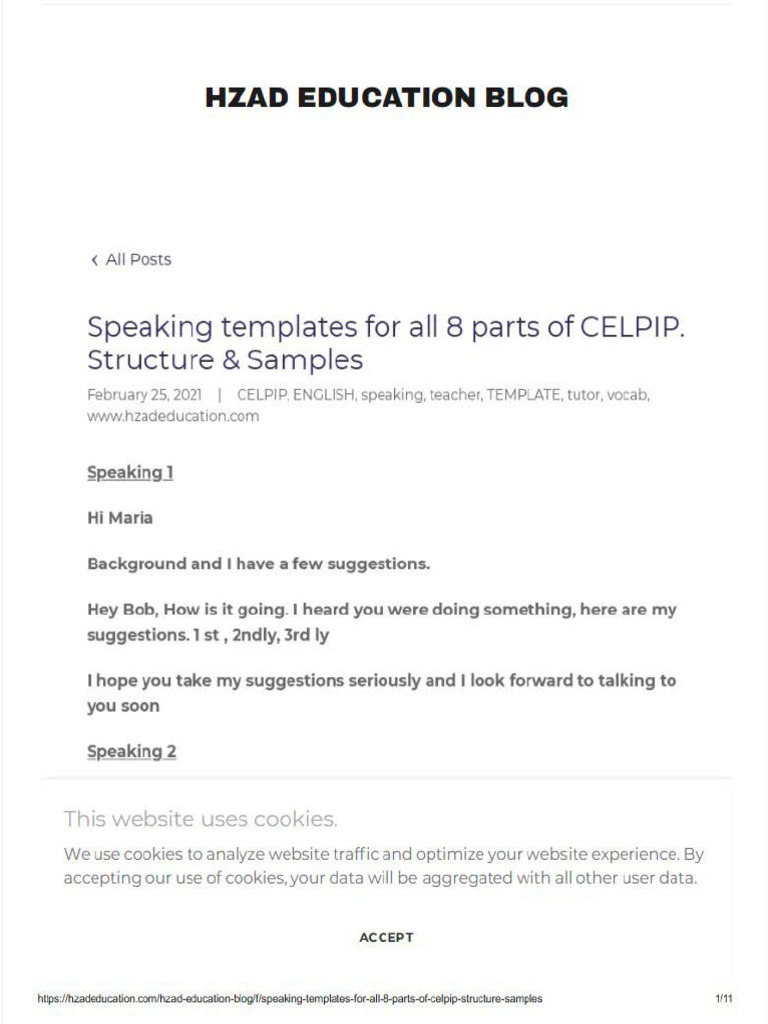 Speaking parts 1-8 Templates | PDF