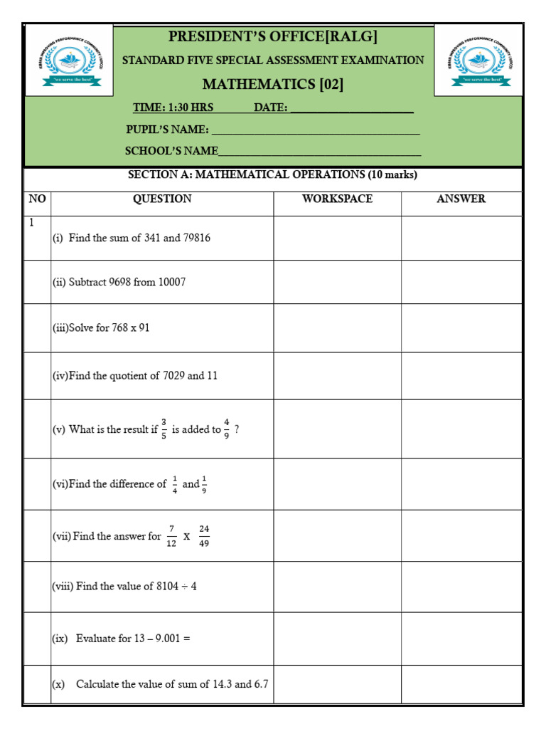 Math V New Format | PDF | Length | Numbers