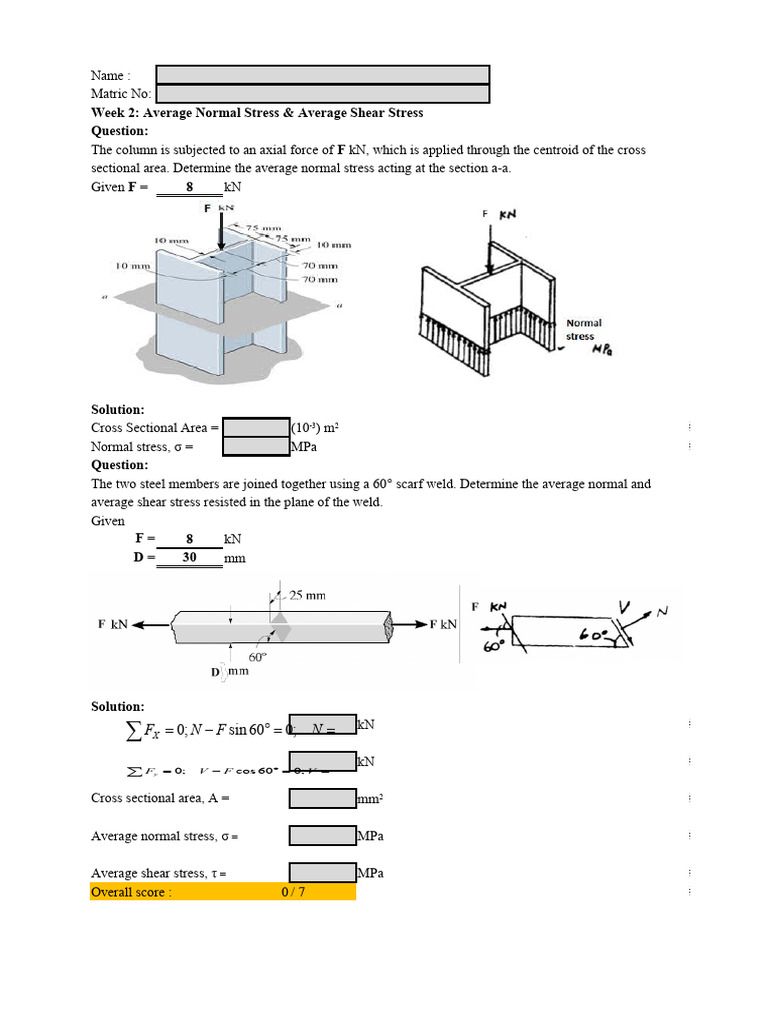 Week 2 T | PDF | Stress (Mechanics) | Solid Mechanics