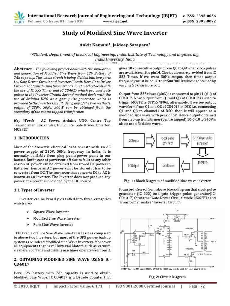 Study_of_Modified_Sine_Wave_Inverter | PDF | Power Inverter | Electronics