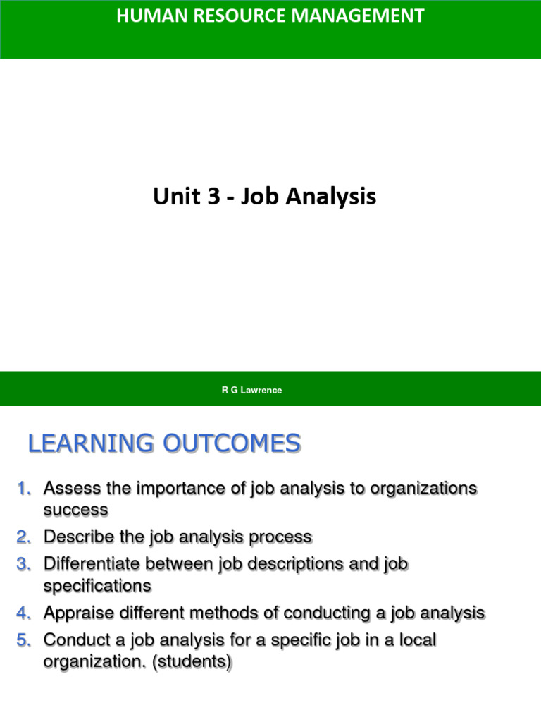 Hrm Unit 3 Job Analysis | PDF | Recruitment | Information