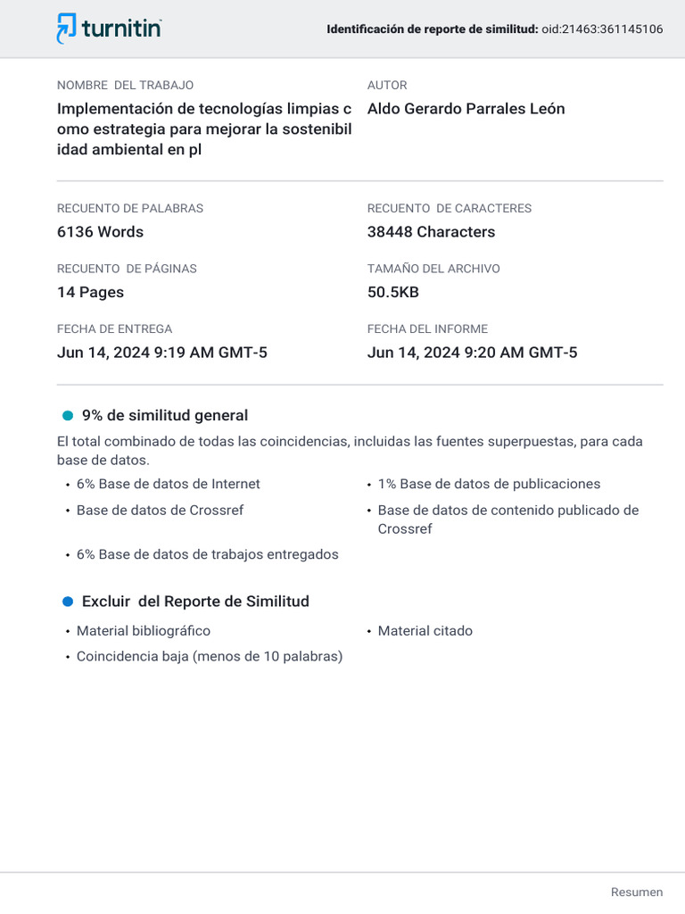 Informe de Similitud | PDF | Uso eficiente de energía | Tecnología limpia