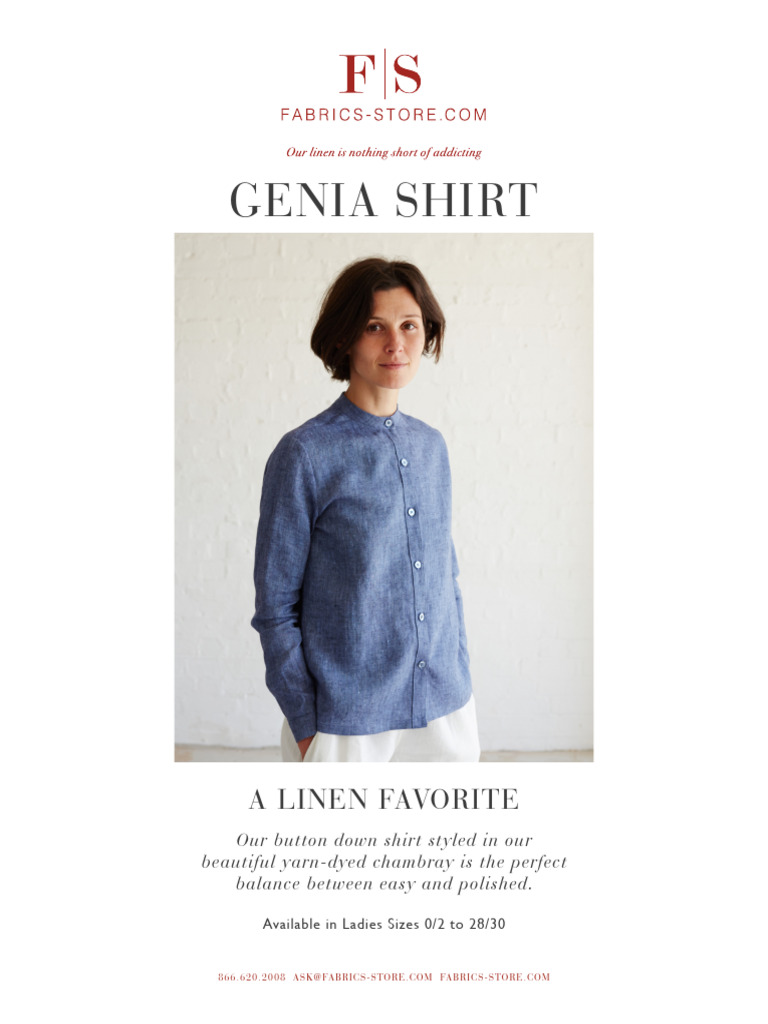 Fabrics-store-Genia Tailored Linen Shirt Pattern-1 | Download Free PDF ...