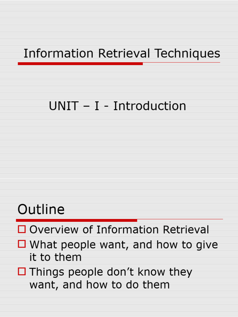 Information Retrieval Techniques | PDF | Information Retrieval | Search ...