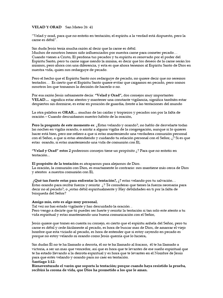 Velad y Orad | PDF | Oración | Pecado