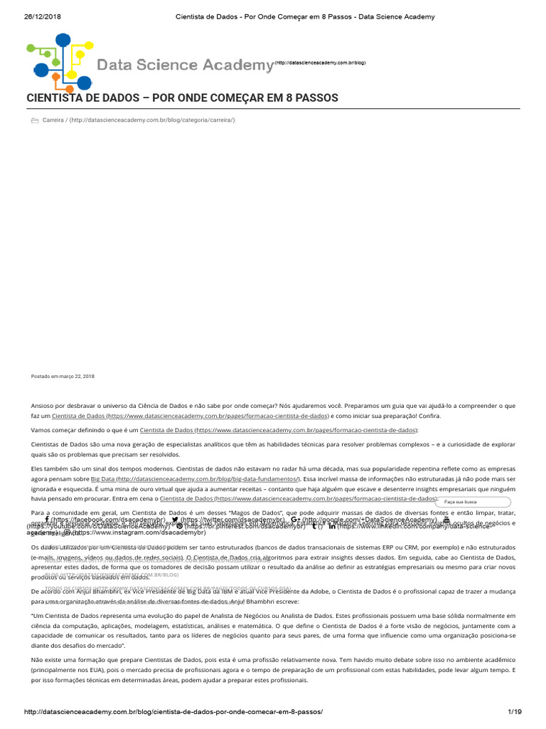 Cientista de Dados - Por Onde Começar Em 8 Passos - Data Science ...