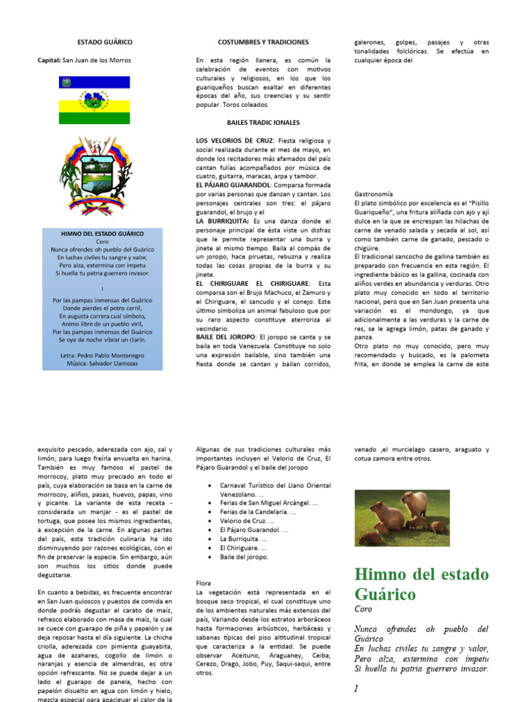 Triptico Del Estado Guárico | PDF | Alimentos | Cocina
