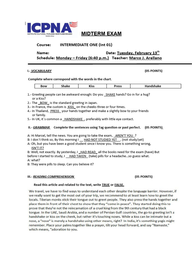 Midterm Exam Int 01 - 045545 | PDF