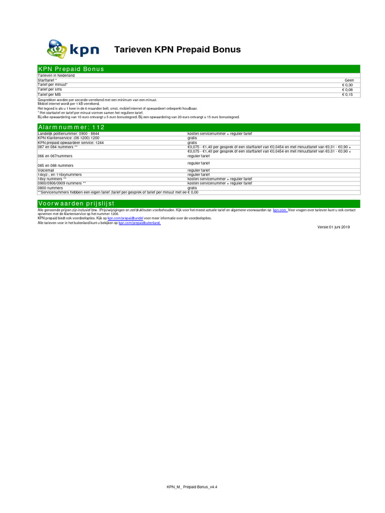 KPN - M - Prepaid Bonus - v4.4 | PDF