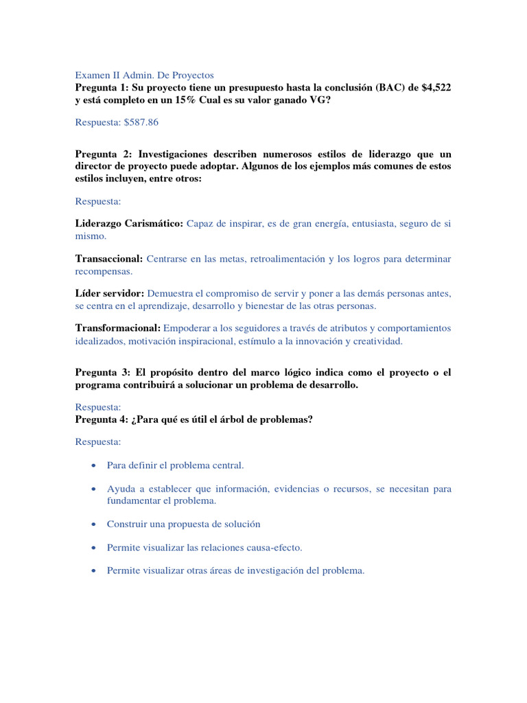 Examen II Admin | PDF | Liderazgo | Presupuesto