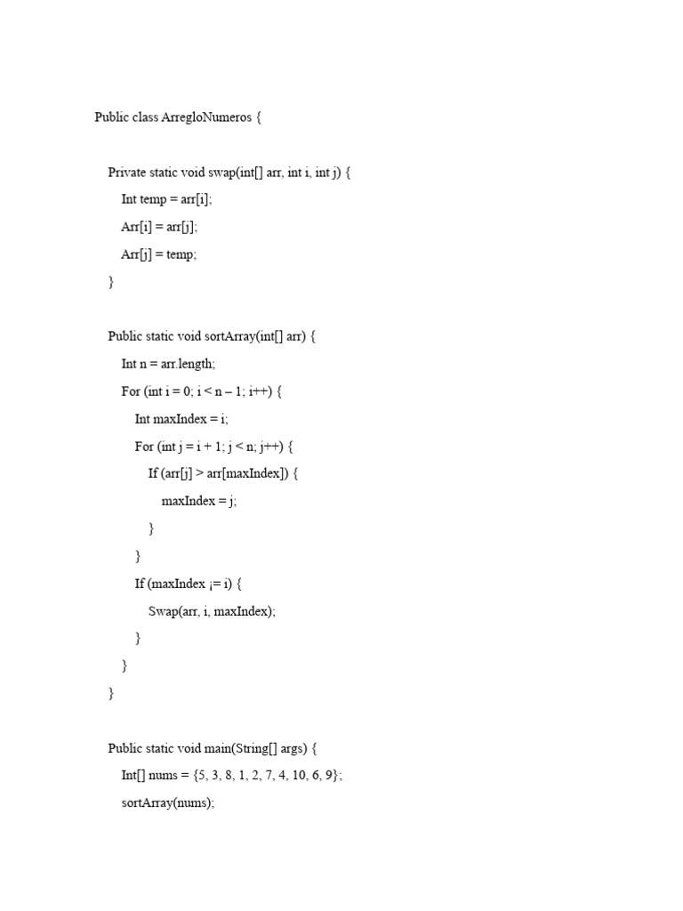 Descending Order Array Sort Java | PDF