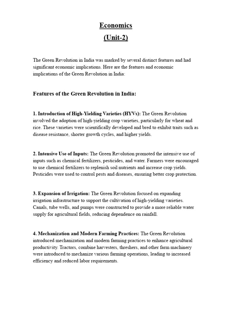 Eco Unit 2 PDF | PDF | Green Revolution | Agriculture