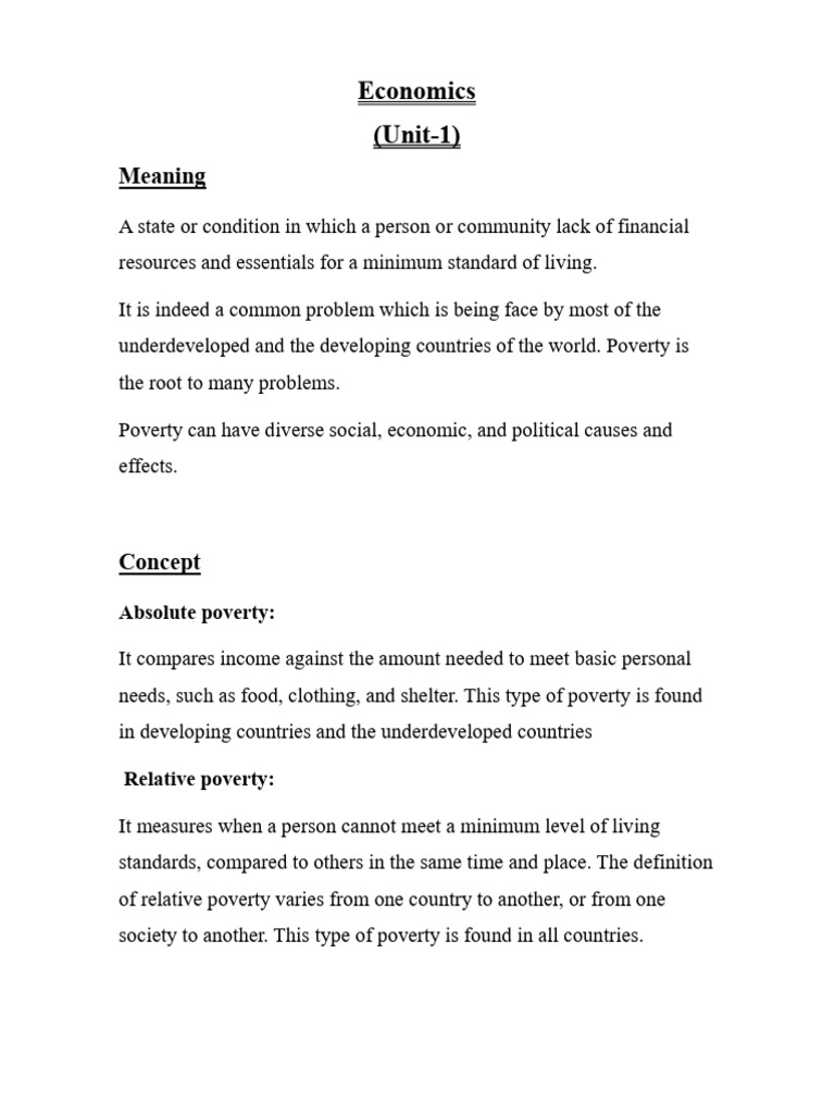 Eco Unit 1 PDF | PDF | Unemployment | Poverty