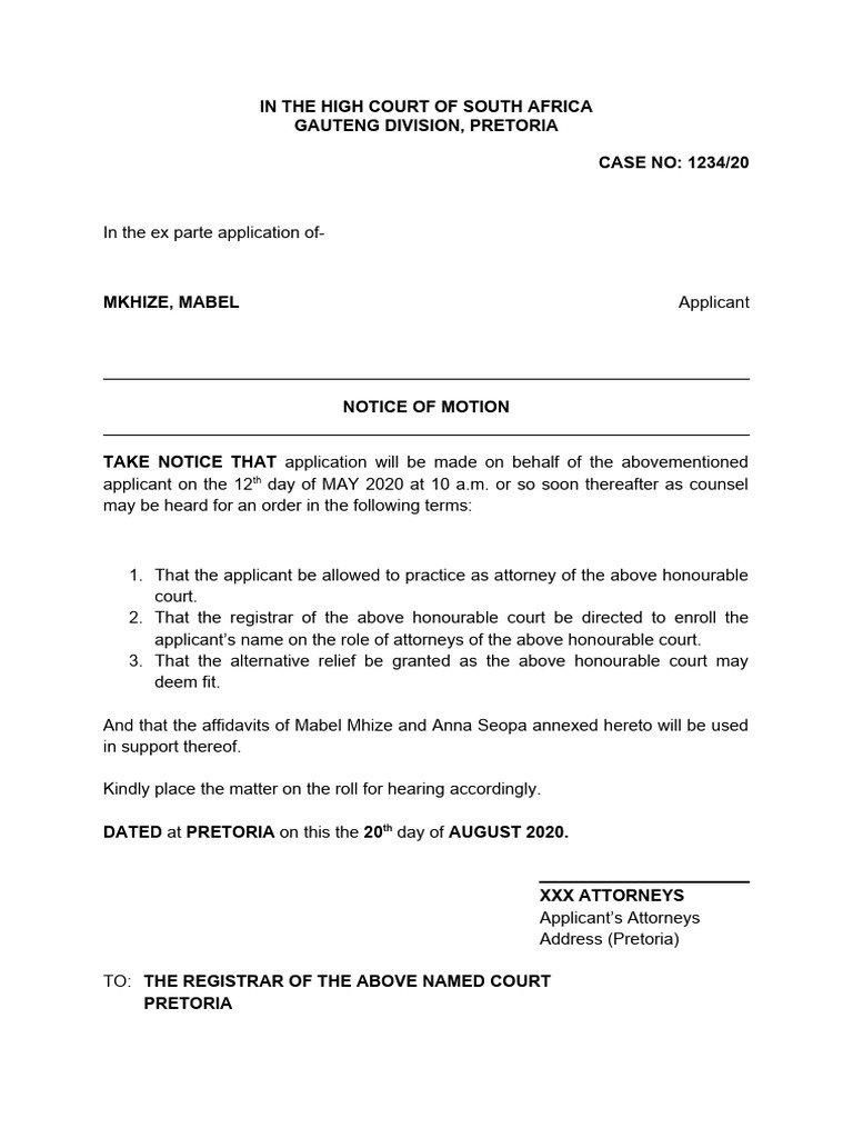 Example of Application To Be Admitted As Attorney | PDF | Lawyer ...