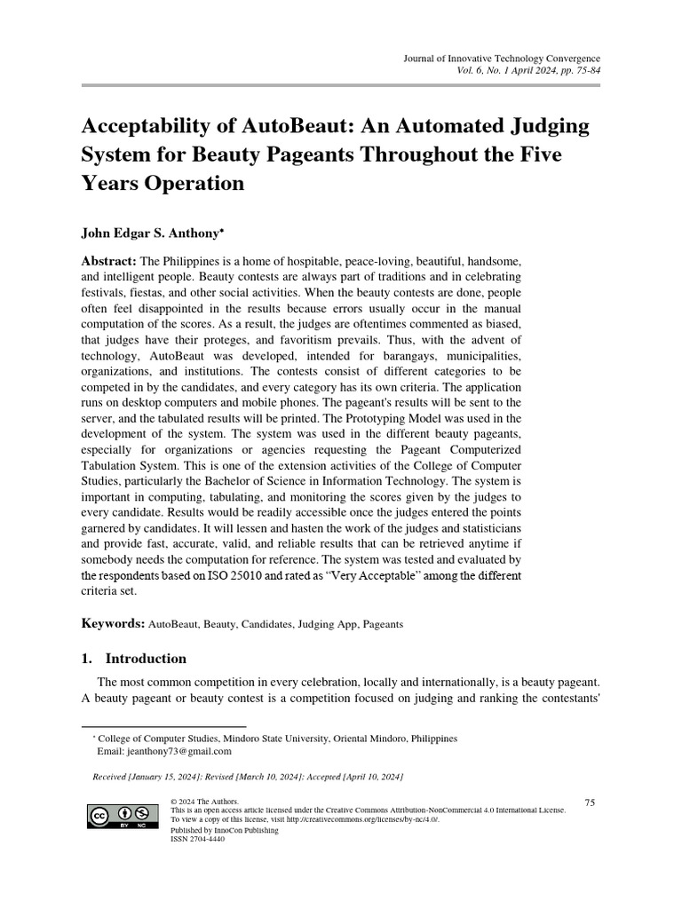 Acceptability of AutoBeaut: An Automated Judging System For Beauty ...