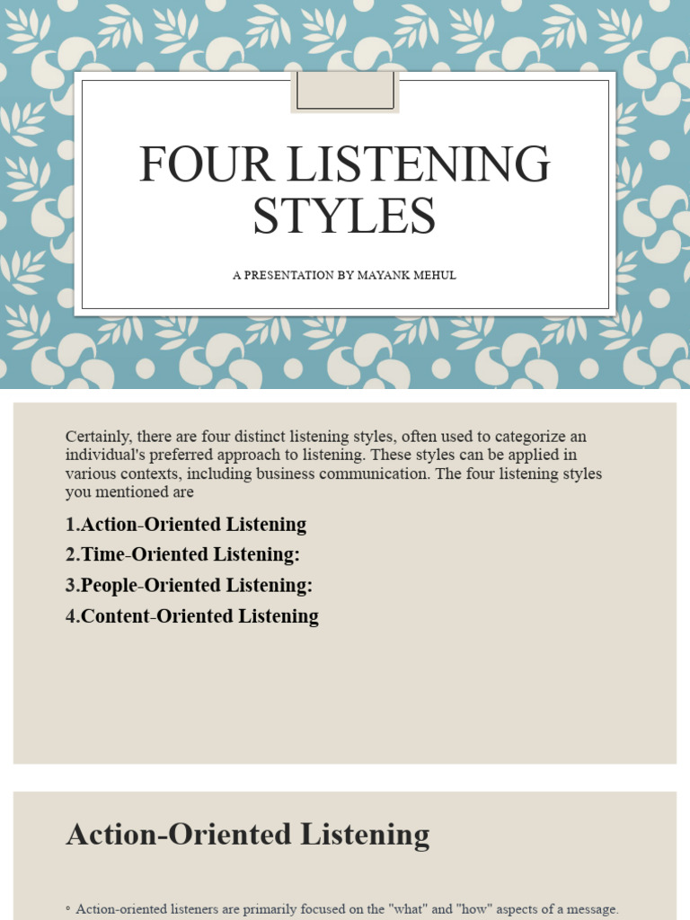 Four Listening Styles | PDF | Communication | Psychology