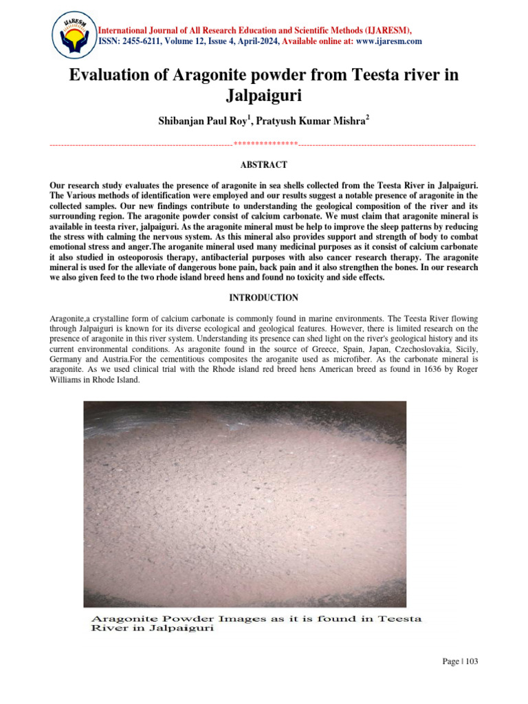 Evaluation of Aragonite Powder From Teesta River in Jalpaiguri | PDF