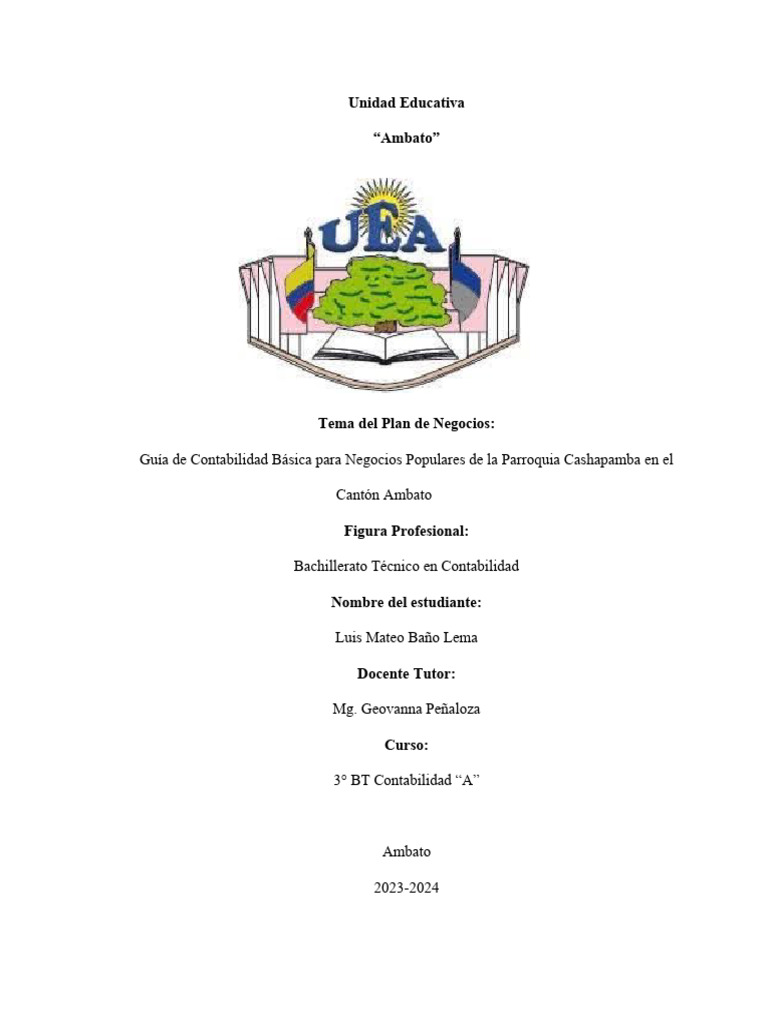 Guía Contable para Negocios en Cashapamba | PDF | Contabilidad | Iniciativa empresarial