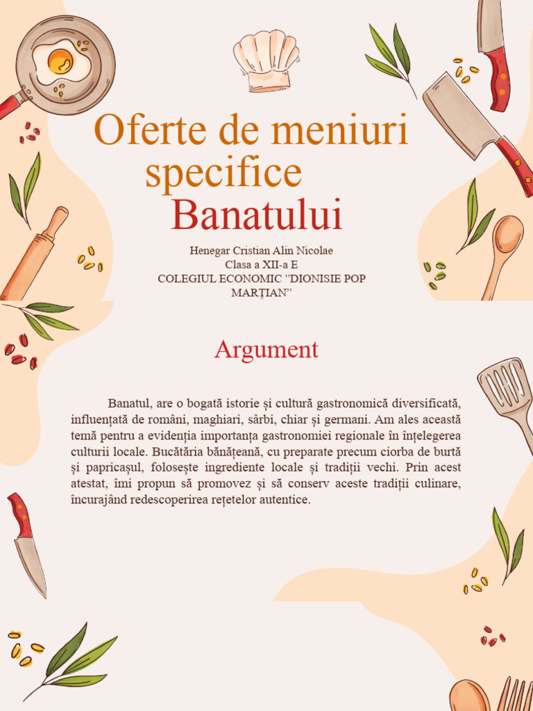 Oferte de Meniuri Specifice Banatului - Henegar Cristian | PDF