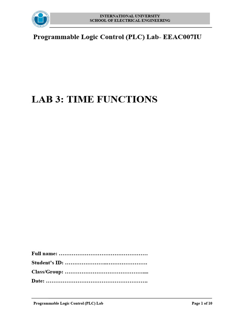 Lab3 TIMER | Download Free PDF | Timer | Programmable Logic Controller