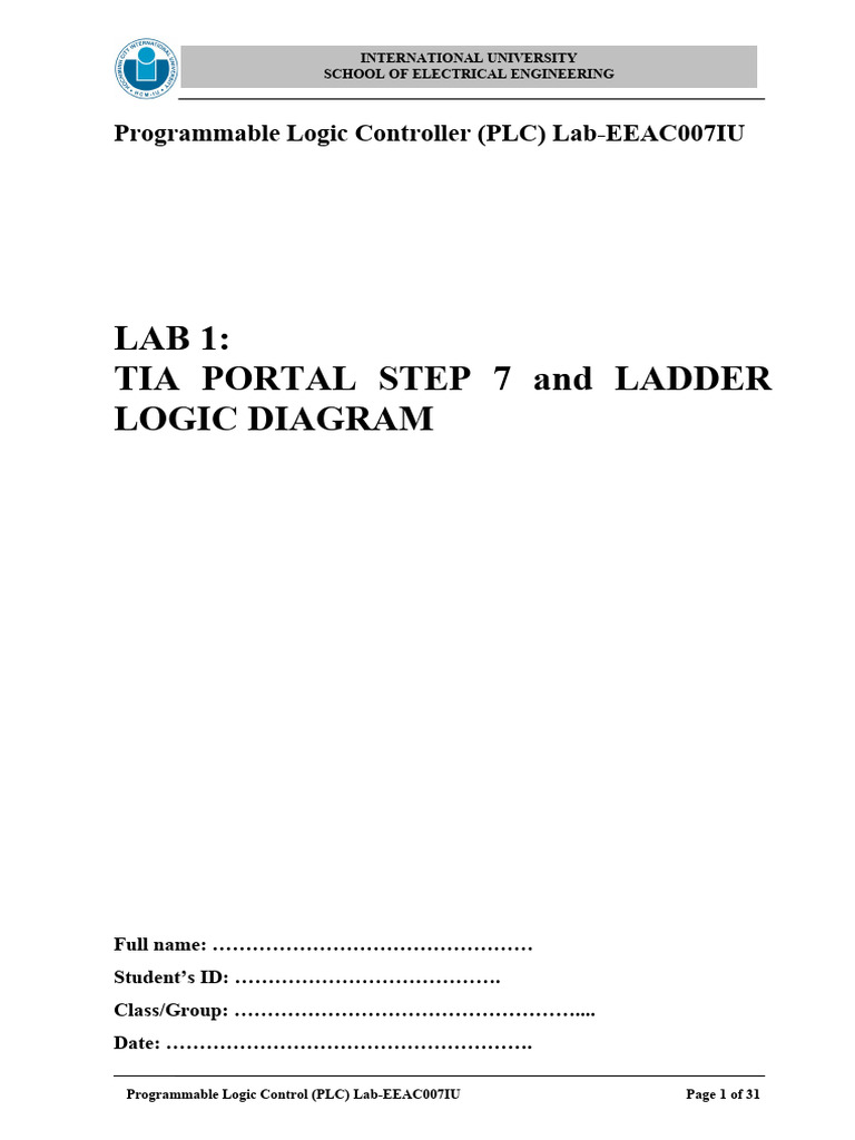 LAB1-TIA PORTAL INTRODUCTION | PDF | Programmable Logic Controller | Ip Address