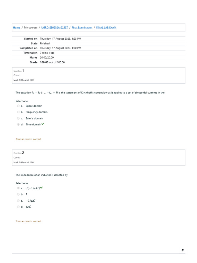 Fundamentals of Electric Circuits 2 - Final Lab Exam | Download Free PDF | Electrical Impedance ...