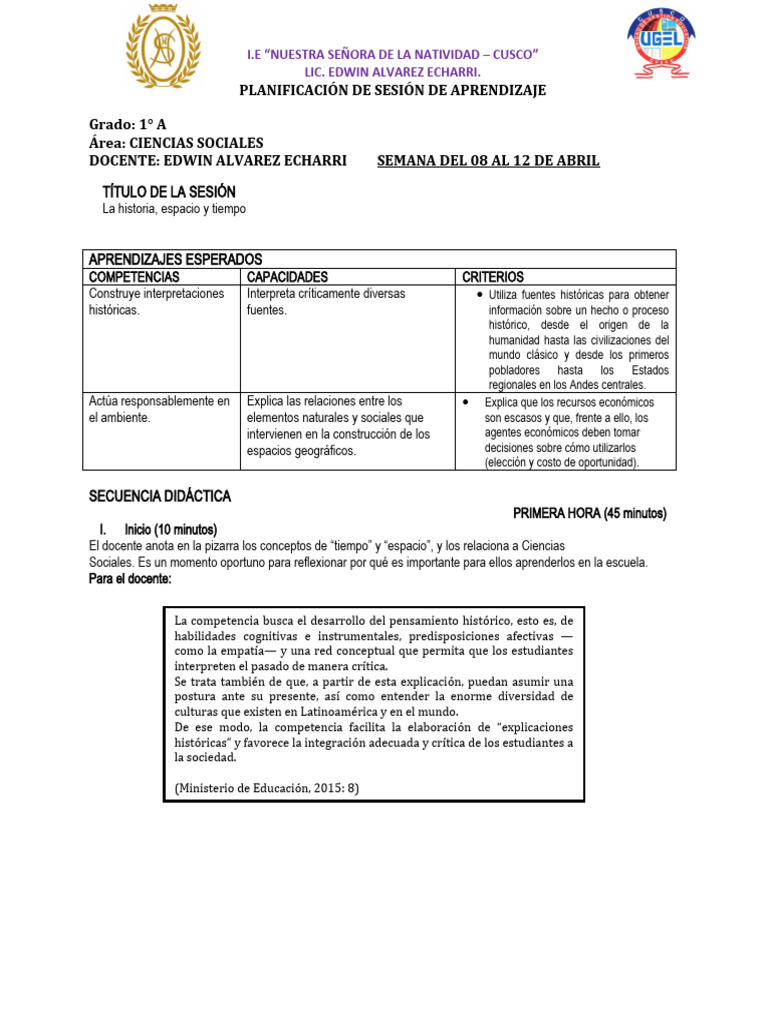 Hge1 U1 Sesion 02 | PDF | Maestros | Evaluación