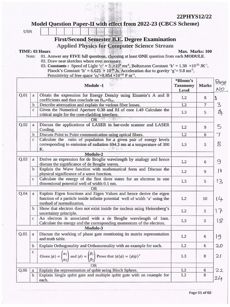 CS-Stream-PHYSICS-BPHYS102-202-Model-QP-Set-2-Solutions | PDF