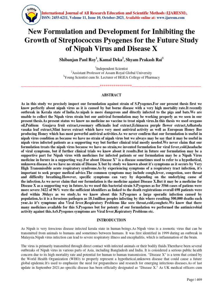 New Formulation and Development For Inhibiting The Growth of ...