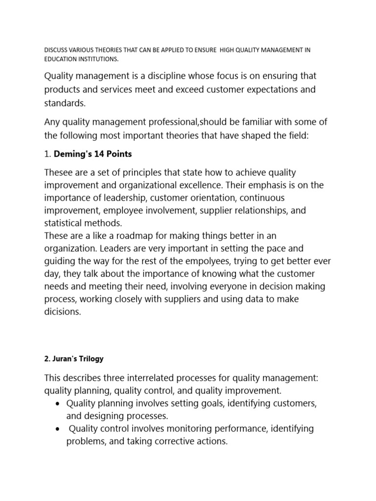 Theories of High Quality MGT | PDF | Quality Management | Six Sigma