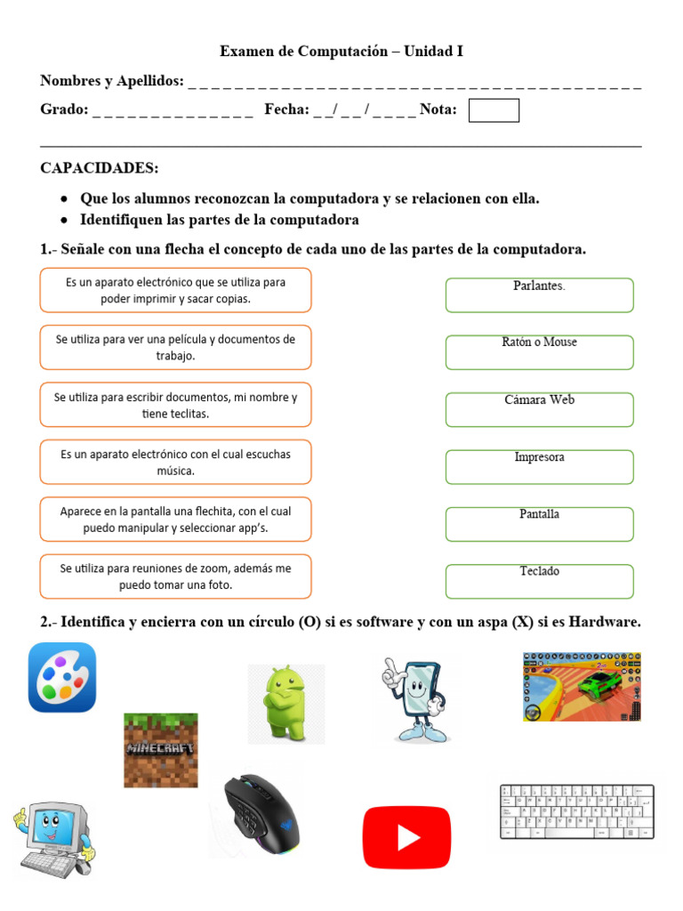 A1 - Examen de Computación Primaria | PDF