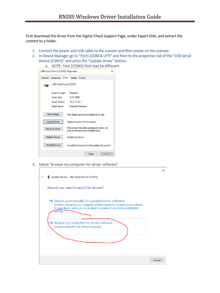 RNDIS Windows Driver Installation Guide | PDF