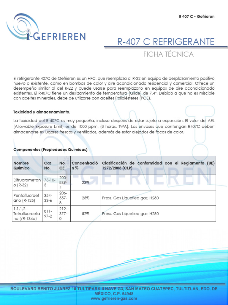 Ficha R407C 4 | PDF | Vapor | Química Física