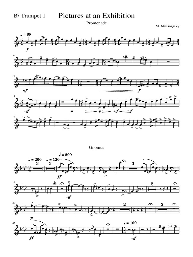 Pictures at An Exhibition: B Trumpet 1 | PDF | Compositions | Classical ...