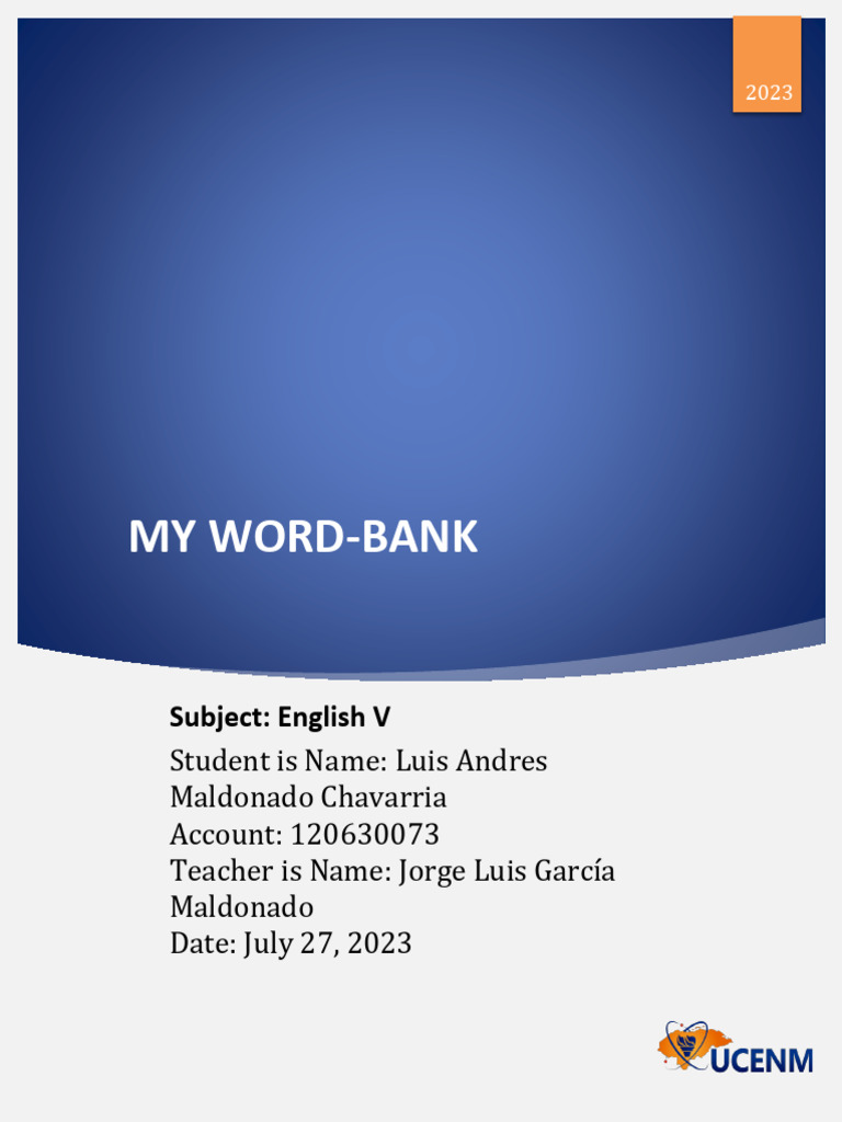 English Vocabulary Word Bank 2023 | PDF