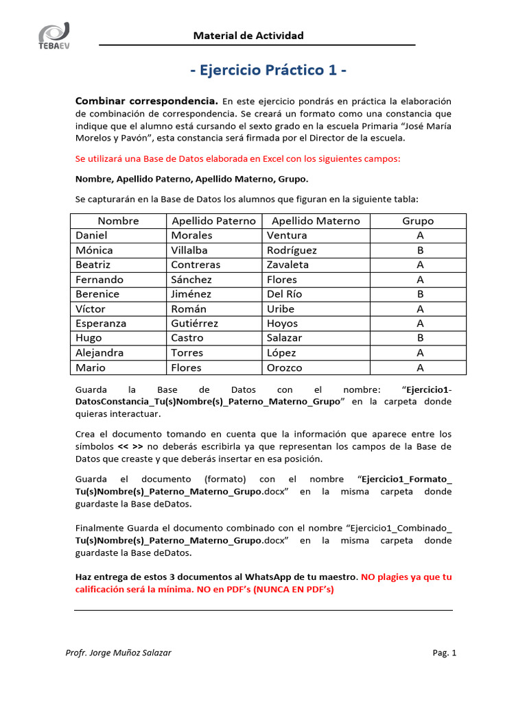 Ejercicio1 Combinarcorrespondencia | PDF