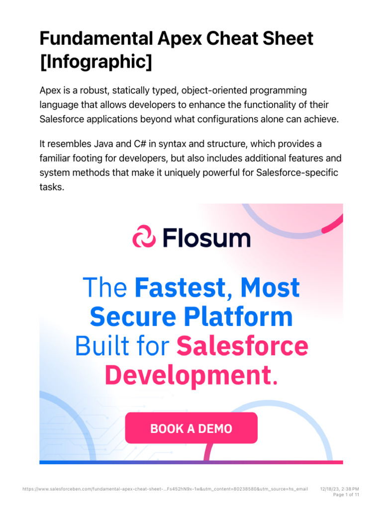 Fundamental Apex Cheat Sheet (Infographic) - Salesforce Ben | PDF | Class (Computer Programming ...