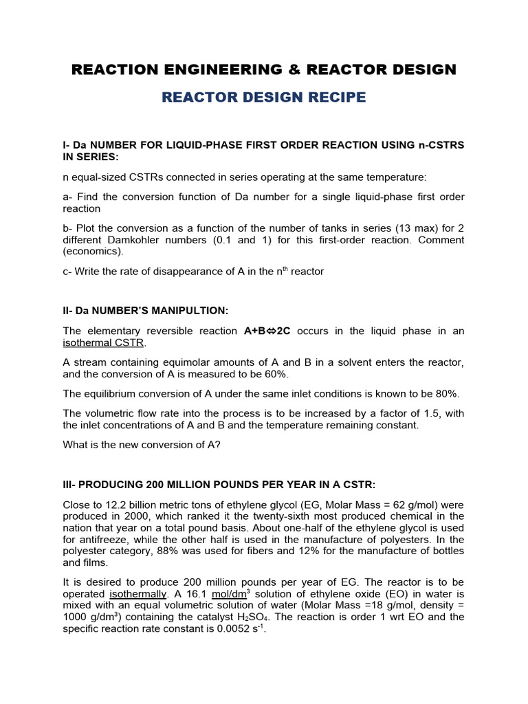 4- Reactor design recipe | PDF | Chemical Reactor | Applied And ...