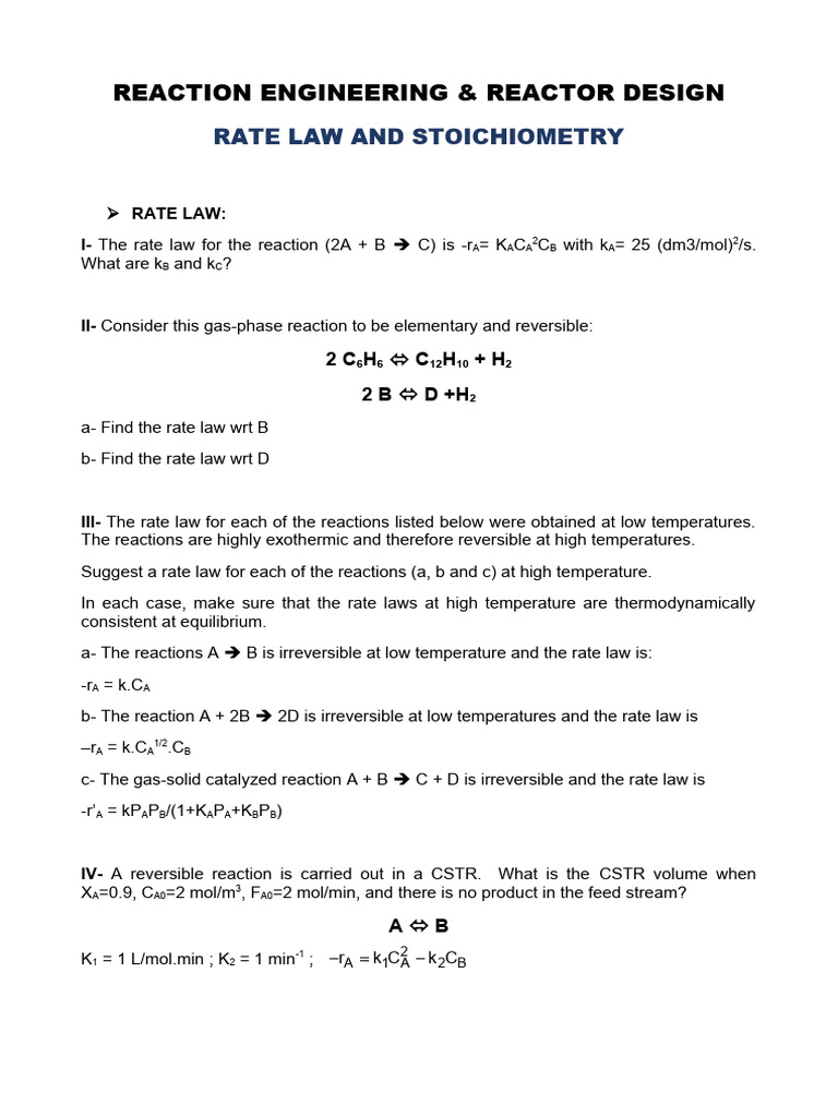 3 - Rate Law & Stoichiometry | PDF | Chemical Reactions | Stoichiometry