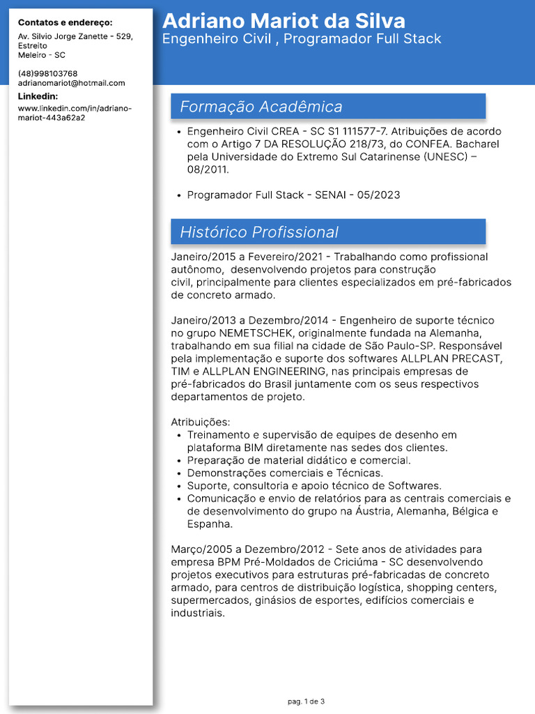 Engenheiro de Suporte Técnico e Civil | PDF | Microsoft | Engenharia Civil