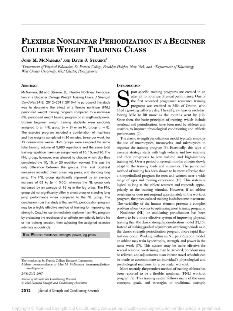F N P B C W T C: Lexible Onlinear Eriodization in A Eginner Ollege Eight Raining Lass | PDF ...