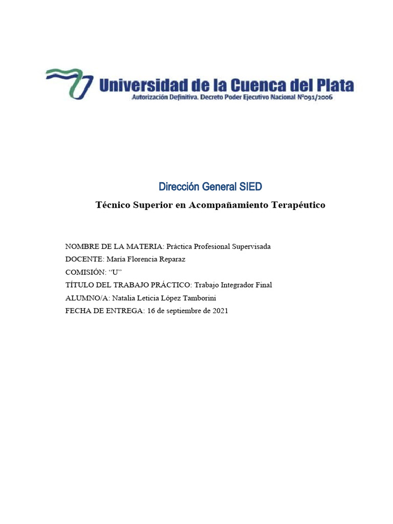 Natalia López Tamborini TIF Práctica Profesional | PDF | Espectro ...