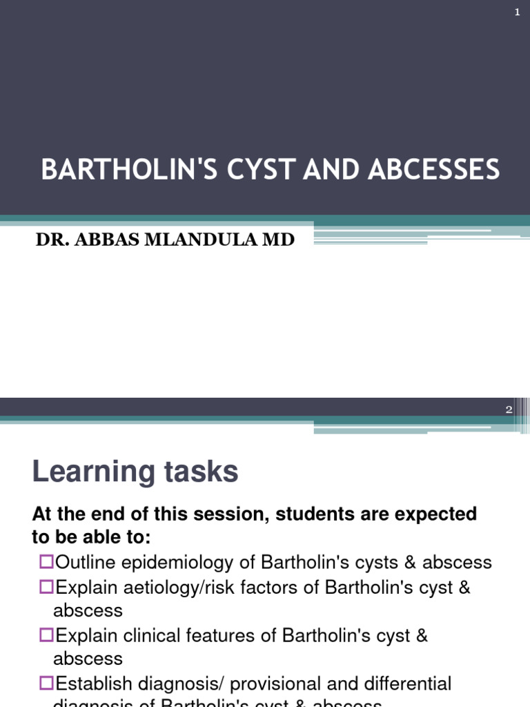 AP Obgy Session 4 Bartholin's Cyst & Abscess | PDF | Vagina | Medical ...